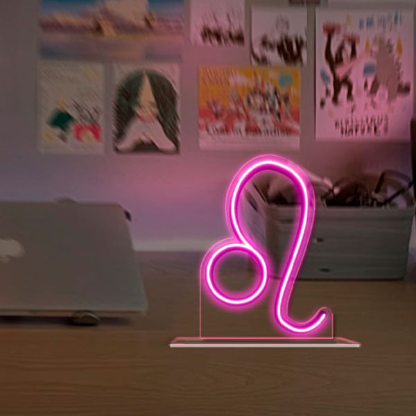 Luminoso em Neon LED ROSA - Leão - Acrílico 6mm