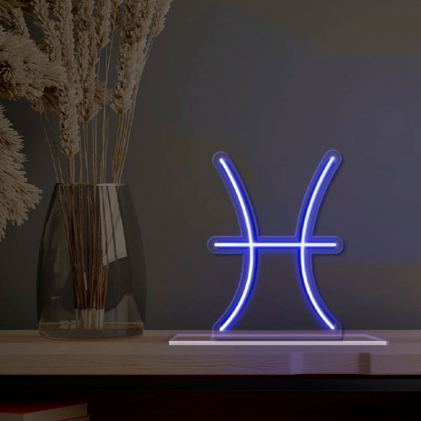 Luminoso em Neon LED AZUL - Peixes - Acrílico 6mm